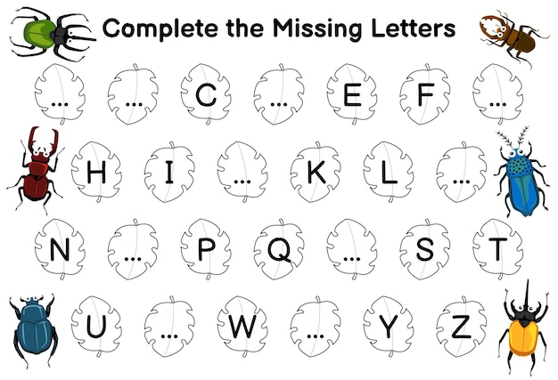 Vibrant Insect Silhouettes: Complete the Missing Letters | Jiffy Designs