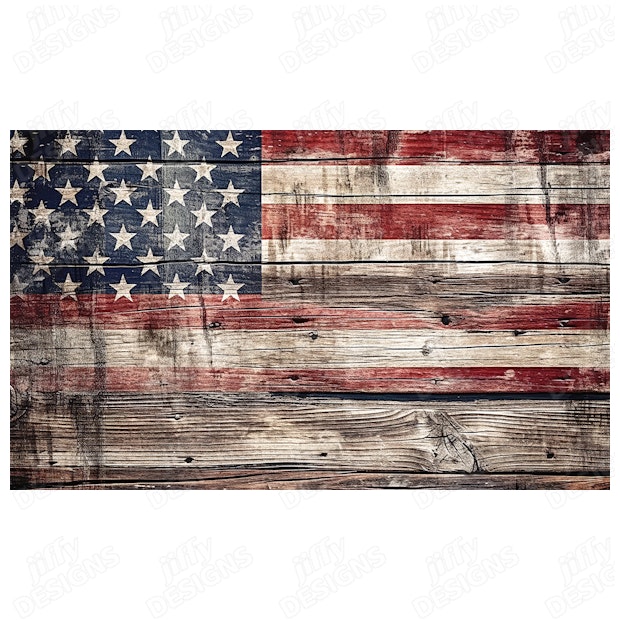 Rustic American Flag Cans on Weathered Wood Backdrop | Jiffy Designs