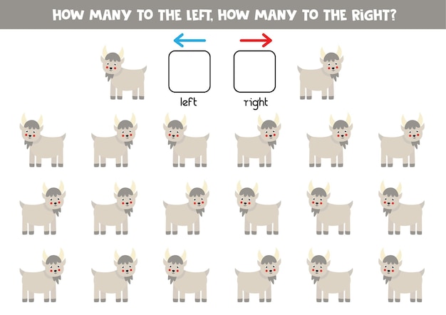 Counting Cute Cartoon Goats: Left or Right Direction | Jiffy Designs