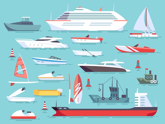 Diverse Collection of Vibrant Maritime Vessels and Nautical Accessories ...
