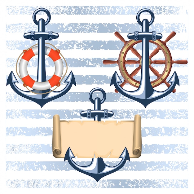 Nautical Themed Anchor and Wheel Graphic Elements | Jiffy Designs