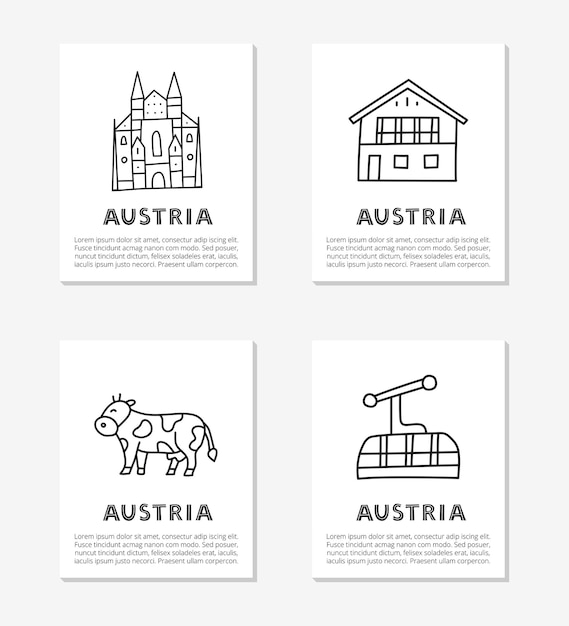 Iconic Austrian Symbols: A Diverse Collection of Outline Illustrations ...