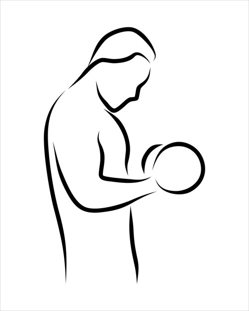 Minimalist Silhouette of Mother Holding Baby | Jiffy Designs
