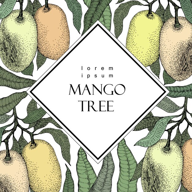 Intricate Mango Tree Design with Vibrant Fruits and Foliage | Jiffy Designs