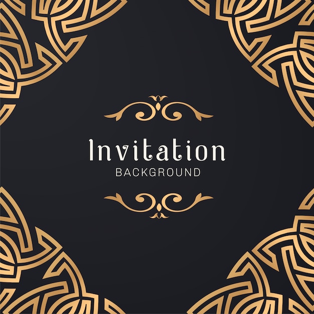 Elegant Invitation Background with Intricate Golden Geometric Patterns ...