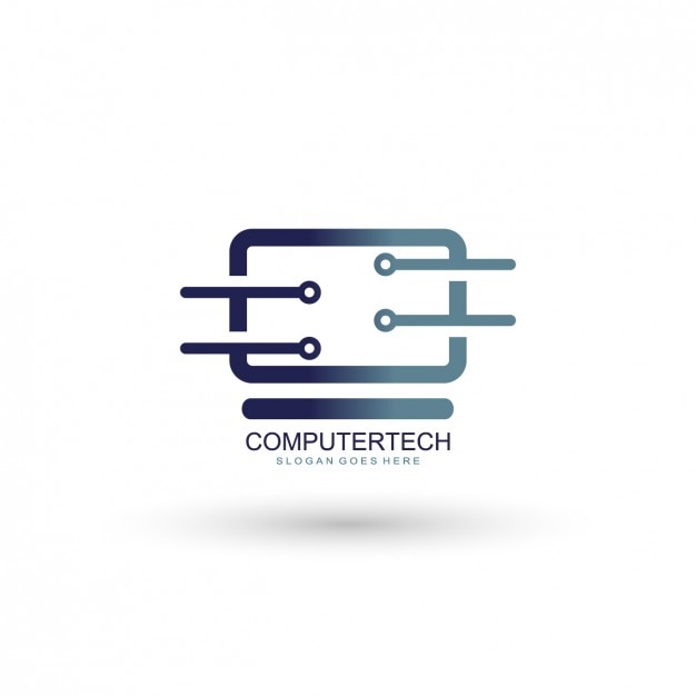 Minimalist Computer Tech Logo with Circuit Board Elements | Jiffy Designs