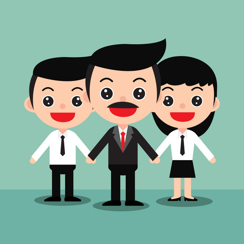 Business Team Of Employees And The Boss In Cute Cartoon Style,Isolated ...