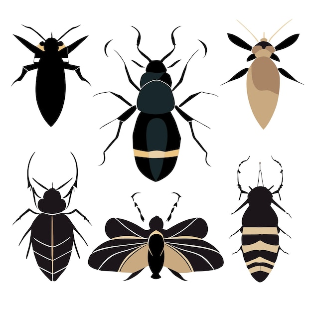 Diverse Collection of Stylized Insect Silhouettes | Jiffy Designs