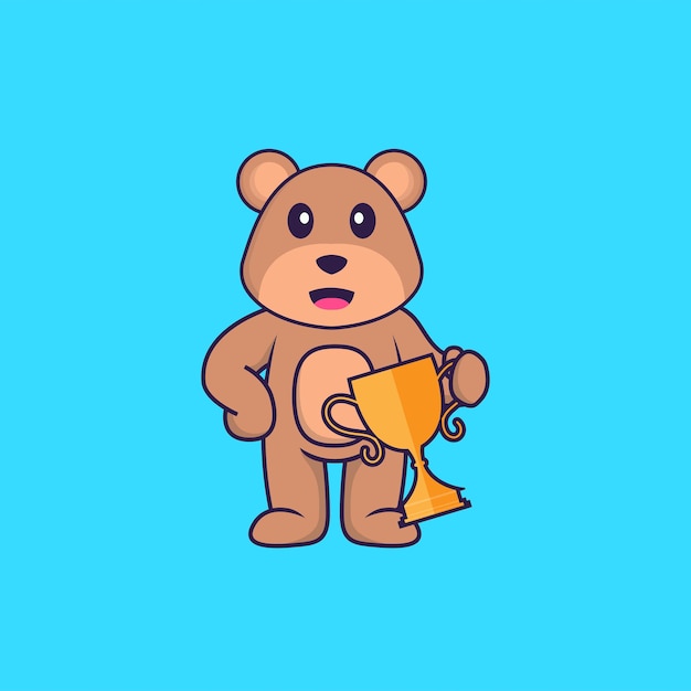 Adorable Teddy Bear Holding a Golden Trophy | Jiffy Designs