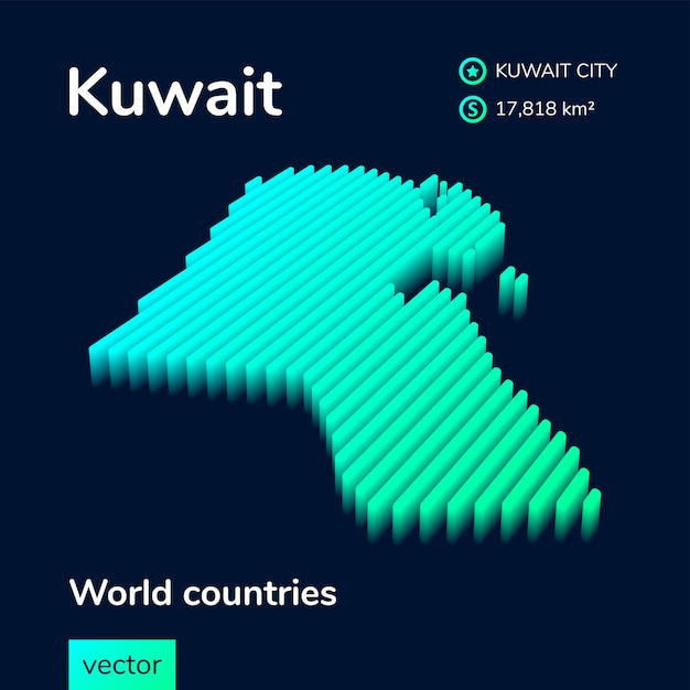 Vibrant 3D Topographic Map of Kuwait with City and Area Data | Jiffy ...
