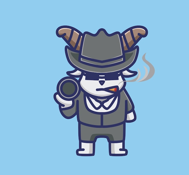 Charming Cartoon Cowboy Character Holding Smoking Pipe | Jiffy Designs