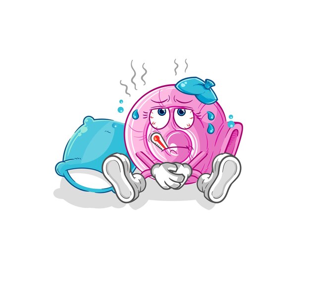 Adorable Sick Virus Mascot Resting with Thermometer | Jiffy Designs