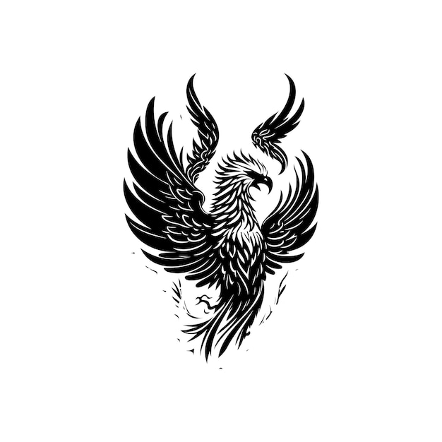 Majestic Mythical Phoenix Soaring in Powerful Silhouette | Jiffy Designs