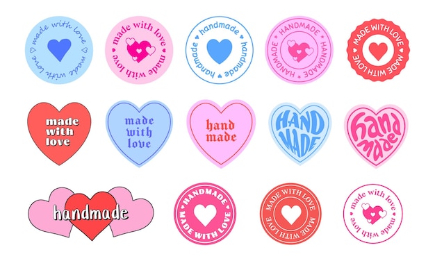 Colorful Handmade Heart-Shaped Badges with Affectionate Slogans | Jiffy ...