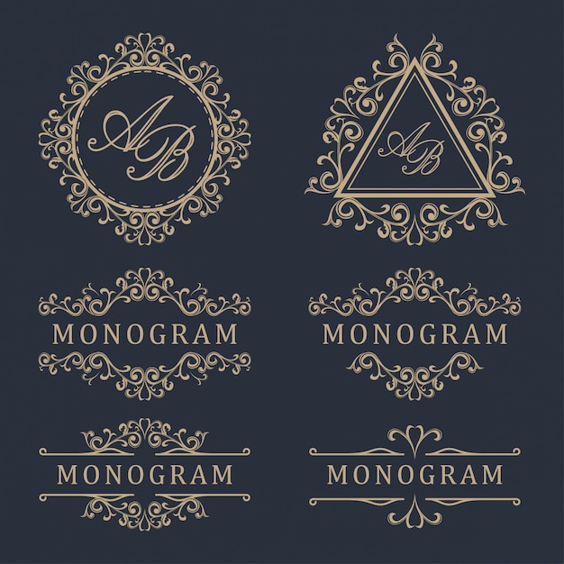 Elegant Monogram Collection with Ornate Floral Frames in Gold | Jiffy ...