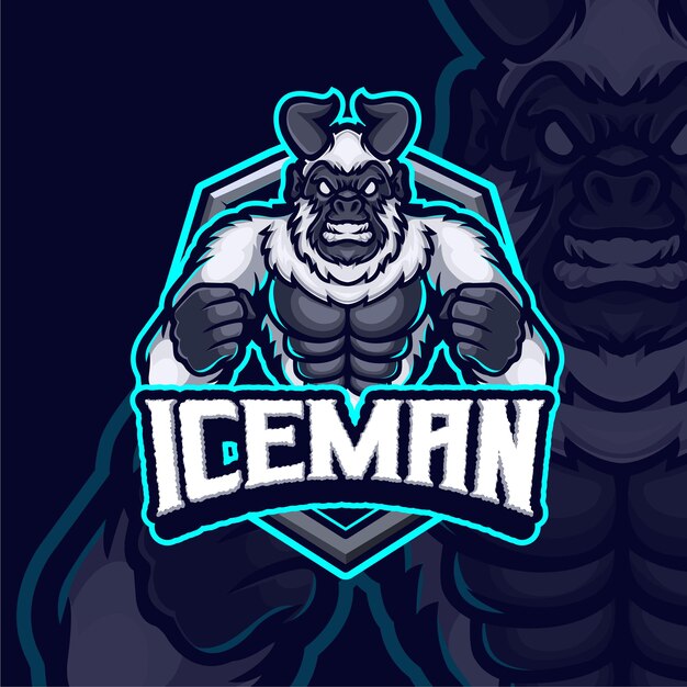 Intimidating Iceman Mascot Logo with Fierce Expression | Jiffy Designs