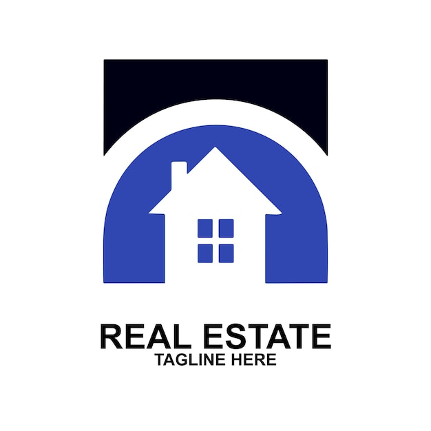 Minimalist Blue House Icon with Arched Silhouette Design | Jiffy Designs