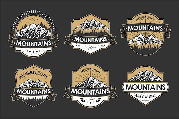 Vintage Mountain Landscape Badges and Emblems Collection | Jiffy Designs