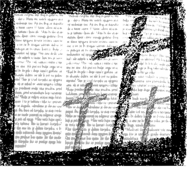 Dramatic Cross Silhouette Amid Weathered Text Background | Jiffy Designs