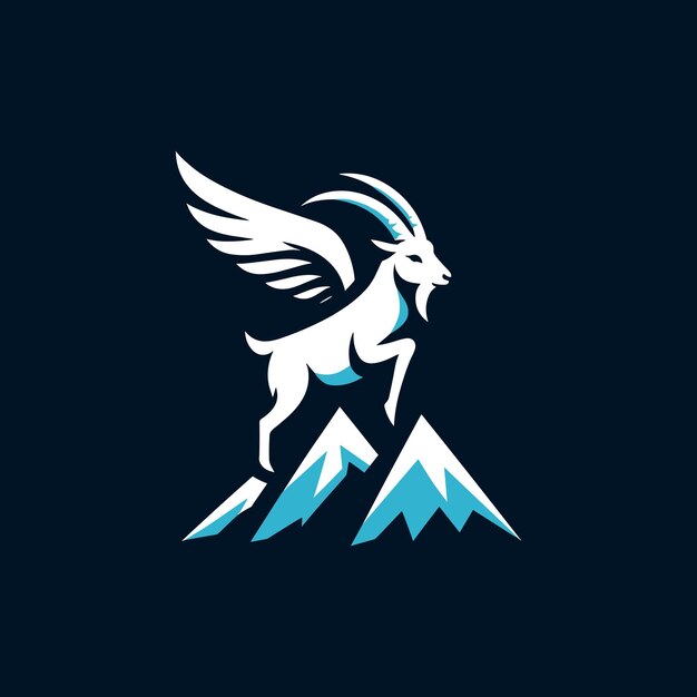 Majestic Winged Goat Soaring Over Snowy Mountain Peaks | Jiffy Designs