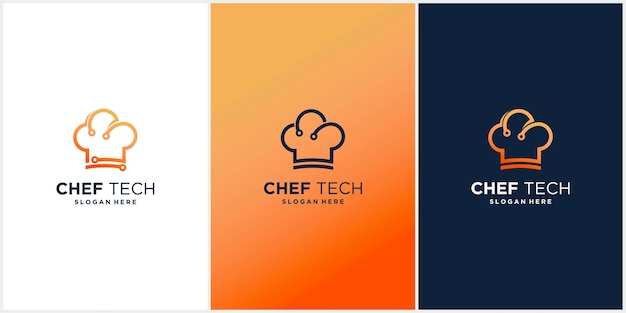 Vibrant Chef Tech Logo Collection with Gradient Backgrounds | Jiffy Designs