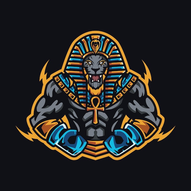 Fierce Pharaoh: Powerful Egyptian Warrior Emblem | Jiffy Designs
