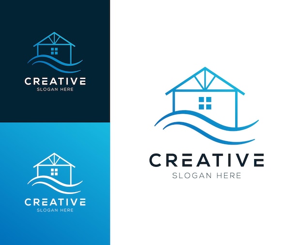 Minimalist Blue House Logo for Creative Design | Jiffy Designs