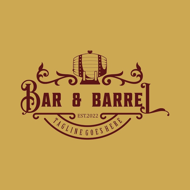 Rustic Vintage-Inspired Bar & Barrel Logo Design | Jiffy Designs