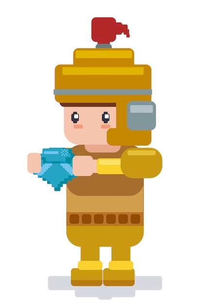 Pixelated Construction Worker Character with Tools and Hard Hat | Jiffy ...