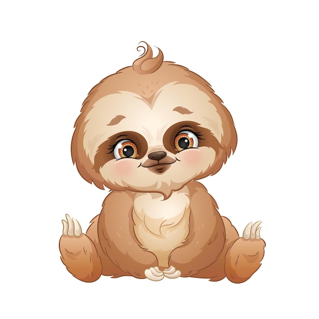 Adorable Sloth Sitting Sweetly in Bright Illustration | Jiffy Designs
