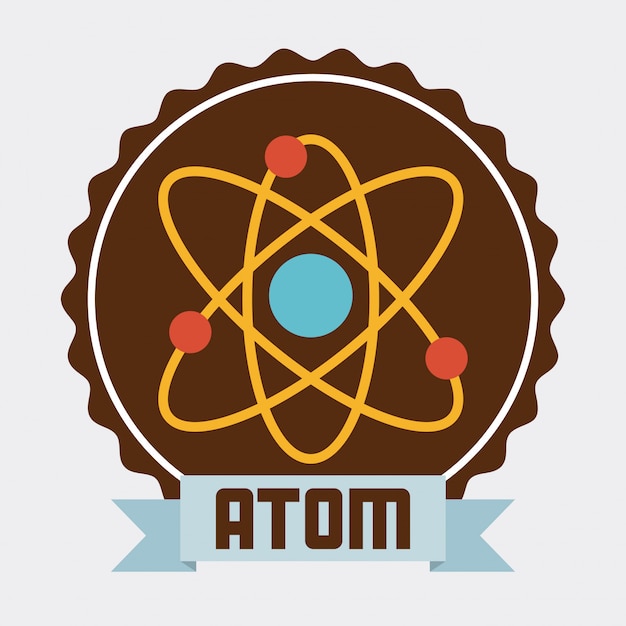 Retro Atomic Symbol with Stylized Text Banner Emblem | Jiffy Designs