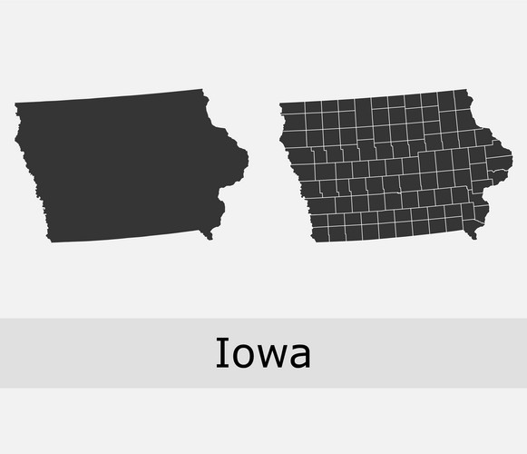 Iowa Maps Vector Outline Counties, Townships, Regions, Municipalities ...