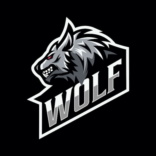 Fierce Gray Wolf Emblem on Black Background | Jiffy Designs