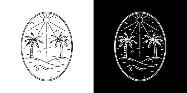 Tropical Oasis Emblem with Palms and Sun | Jiffy Designs