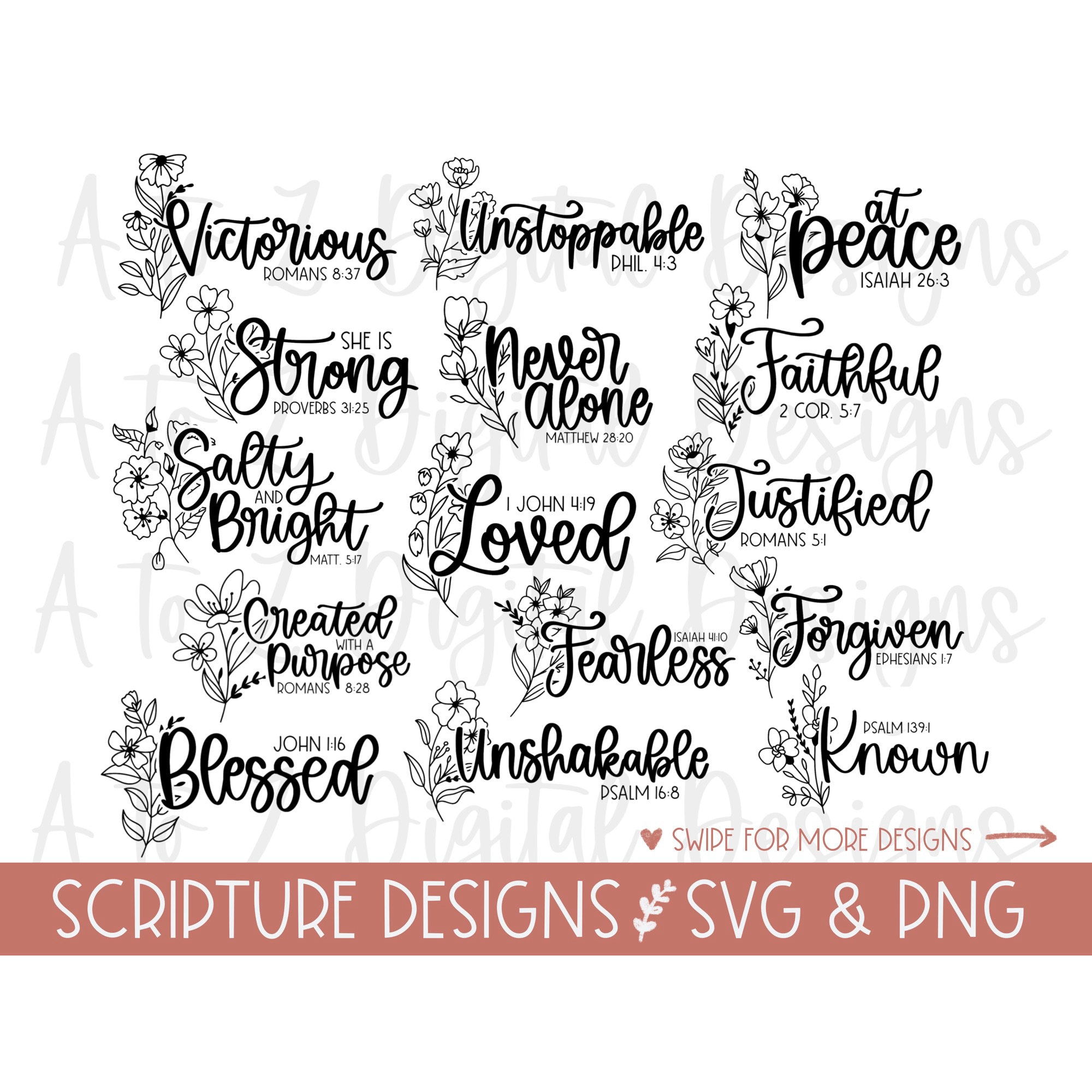 'Fearless' Elegant Floral Script with Delicate Branch Embellishment ...