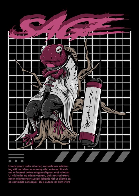 Rebellious Punk Rocker Lizard Graffiti Art on Gritty Grid | Jiffy Designs