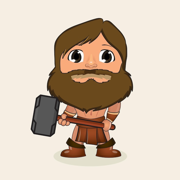 Charming Caveman with Smartphone in Whimsical Art Style | Jiffy Designs