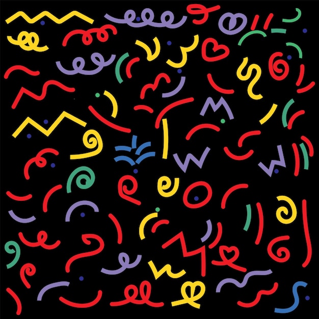 Vibrant Squiggles and Shapes in Neon-Inspired Colors | Jiffy Designs