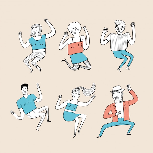 Diverse Collection of Vibrant Jumping Figures in Lively Poses | Jiffy ...