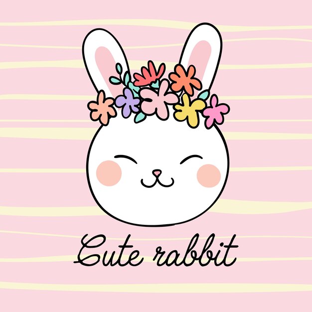Adorable Floral-Crowned Rabbit Illustration | Jiffy Designs