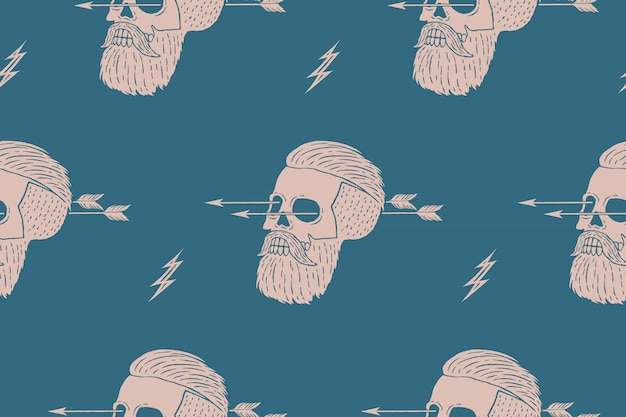 Edgy Skull and Arrow Pattern in Retro Style | Jiffy Designs