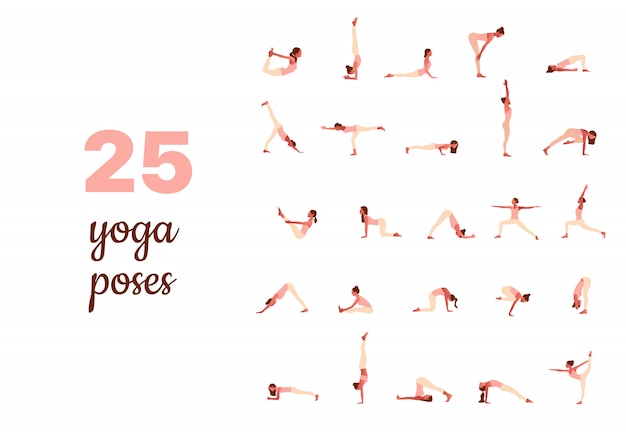 Diverse Collection of 25 Illustrated Yoga Poses | Jiffy Designs