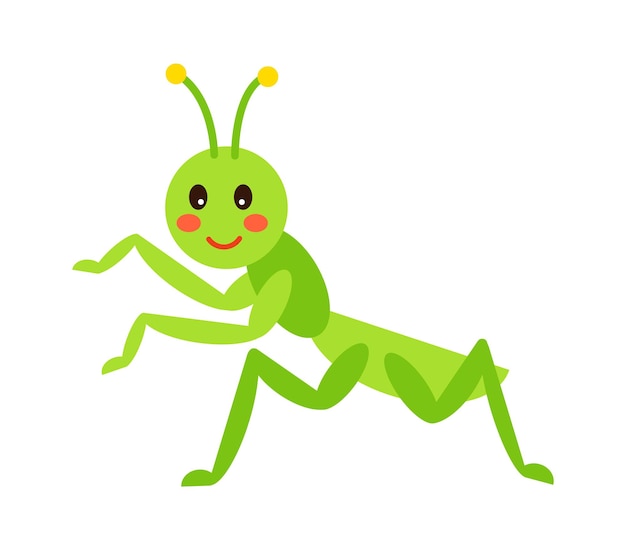 Cheerful Green Grasshopper Character Illustration | Jiffy Designs