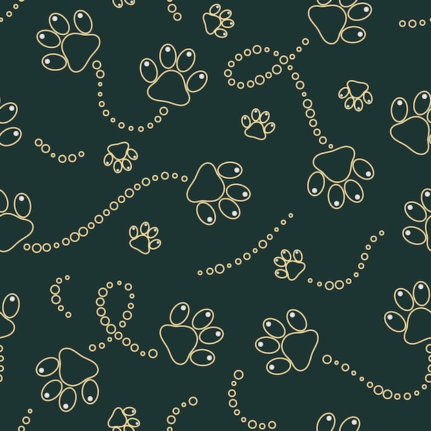 Whimsical Paw Prints on Midnight Green | Jiffy Designs