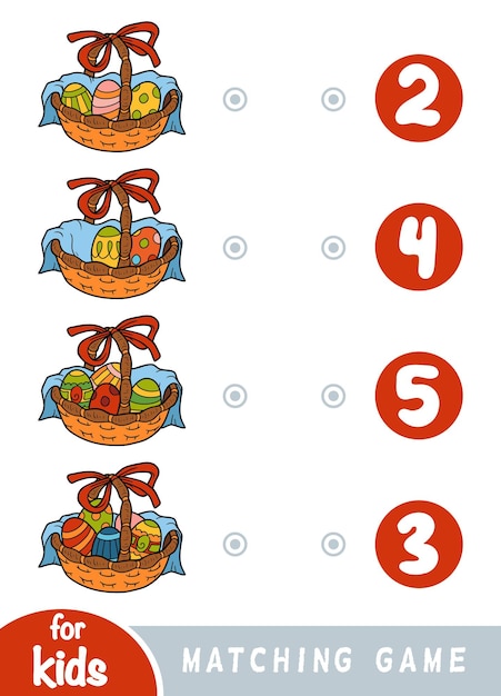 Colorful Easter Baskets and Numbers Matching Game Illustration | Jiffy ...