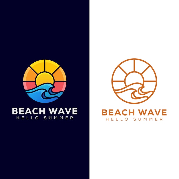 Vibrant Beach Wave Sunset Logos for Summer Fun | Jiffy Designs
