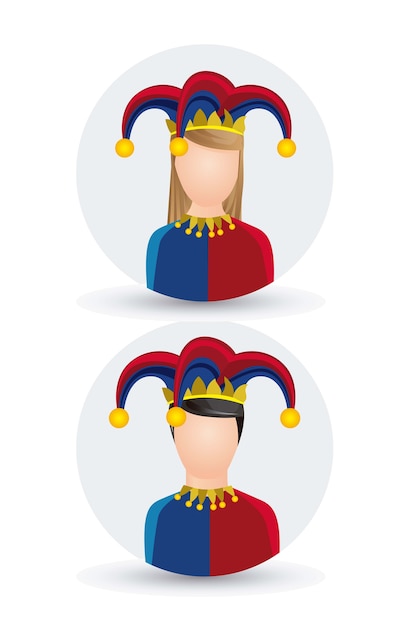 Vibrant Jester Heads with Colorful Hats and Bells | Jiffy Designs