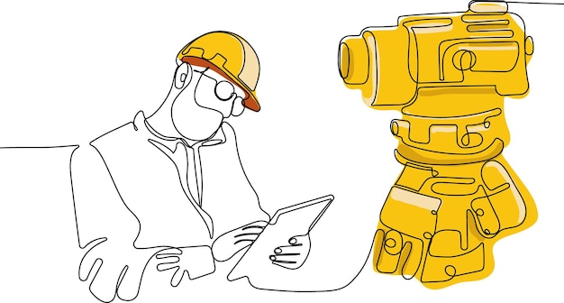 Surveyor with Surveying Equipment in Cartoon Style | Jiffy Designs
