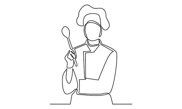 Minimalist Chef with Utensils in Monochrome Line Art | Jiffy Designs