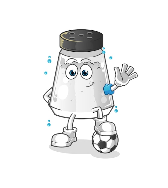 Playful Salt Shaker Mascot Waves and Holds Soccer Ball | Jiffy Designs